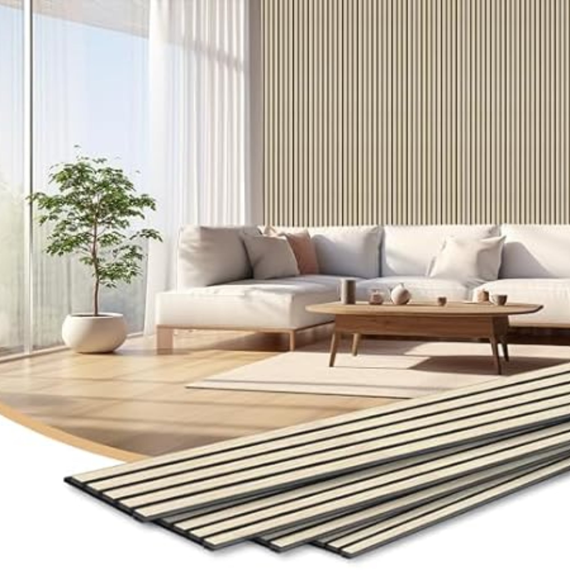 INTIGE 4-Pack 92.5''x 7.8'' Wood Wall Panels, Decorative Wood Wall ...