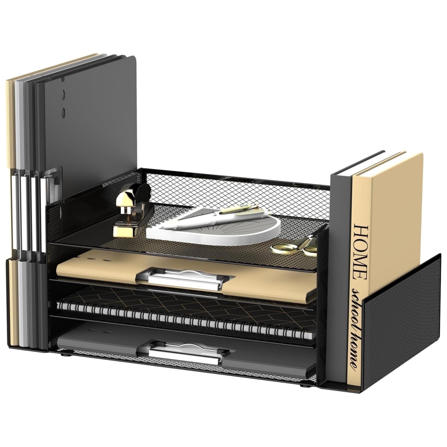 INTIGE 4-Tier Mesh Desktop Organizer with File Holders, Office supplies ...