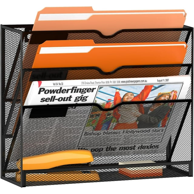 INTIGE 4-Tier Metal Pocket Wall Mount Folder Letter Sorter, Office Home ...