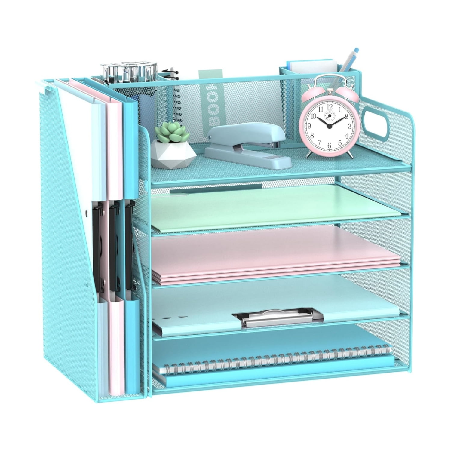 INTIGE 5-Tier Desk Organizer with 3 Pen Holders, Desktop Organizer with ...