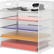 Natwind 10-Tier Stackable Paper Organizer, White Desktop Letter Tray ...