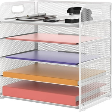 Natwind 10-Tier Stackable Paper Organizer, White Desktop Letter Tray ...