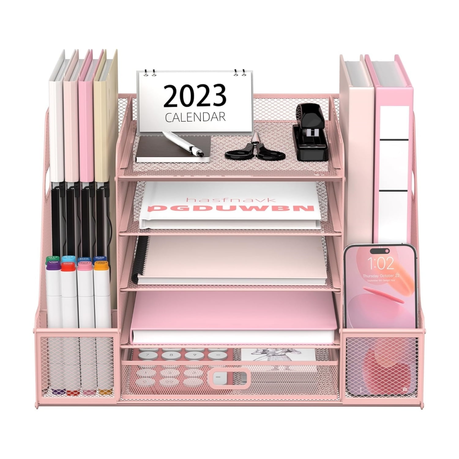 INTIGE 5-Tier Metal Mesh Desk Document Organizer with File Holder, Pen ...