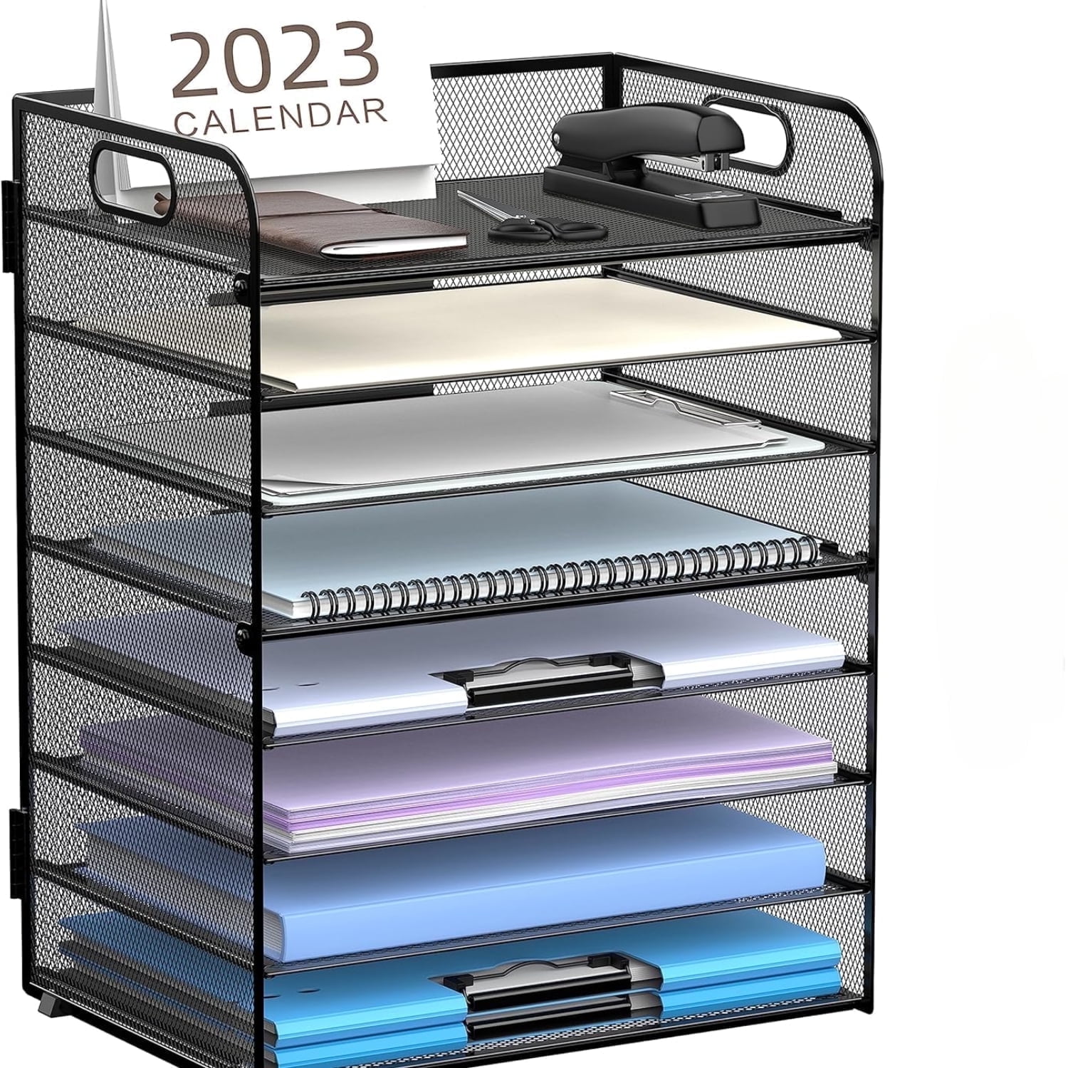 INTIGE 8-Tier Paper Letter Tray Organizer with Handles, Desk Organizers ...