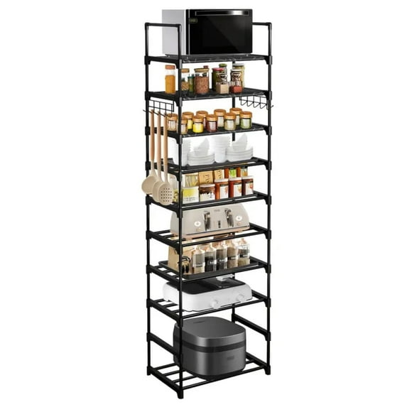 INTIGE Adjustable Metal Storage Rack, Multistory Shelves with Hooks ...