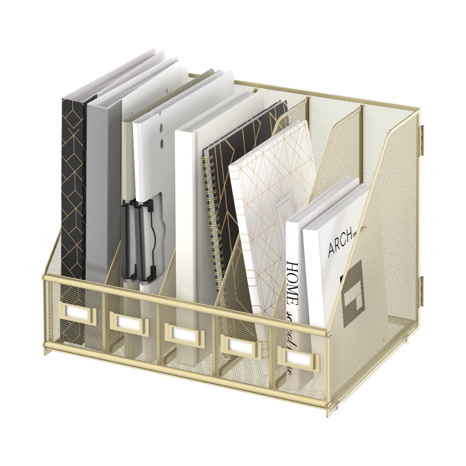 INTIGE Desk Organizer Magazine File Rack with 5 Vertical Compartments ...