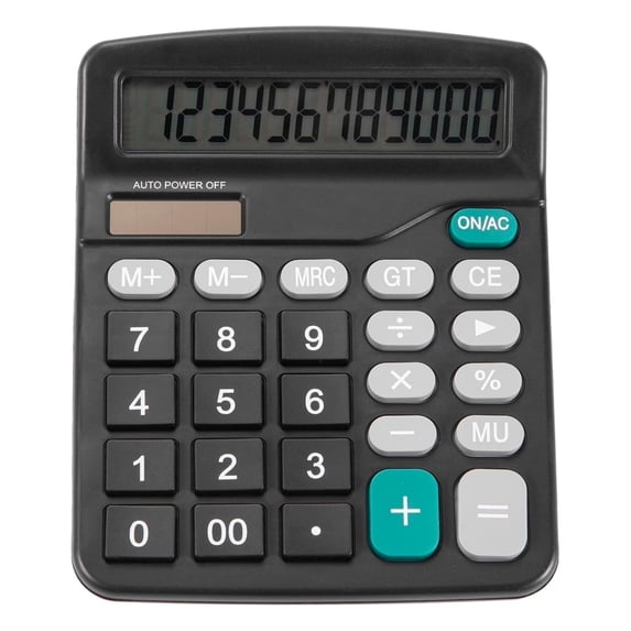 INTIGE Desktop Calculator, LCD Screen, Angled Display Panel, Dual Power ...