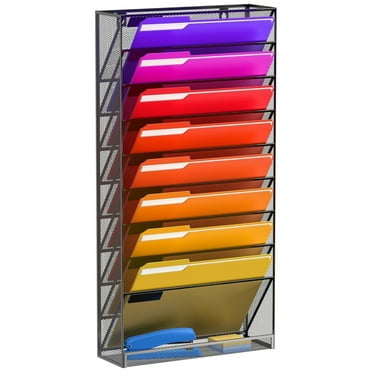 KFFKFF Wood Literature 12 Compartments Organizer Adjustable File Sorter ...