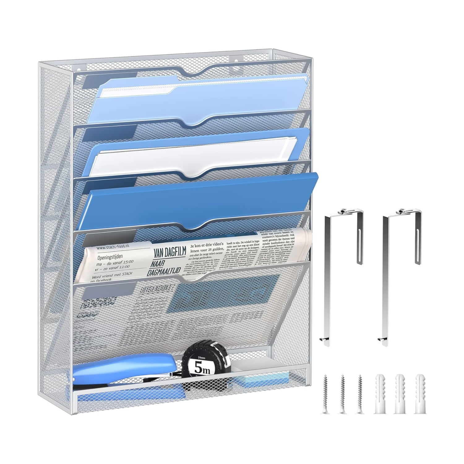 INTIGE Hanging File Organizer Wall File Holder, Wall Organizer for ...