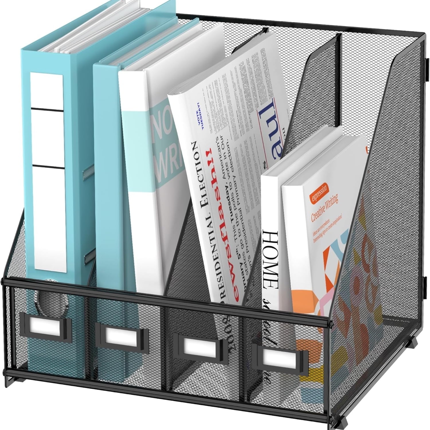 INTIGE Metal Office Desk File Holder, Desktop Magazine File Holder with ...