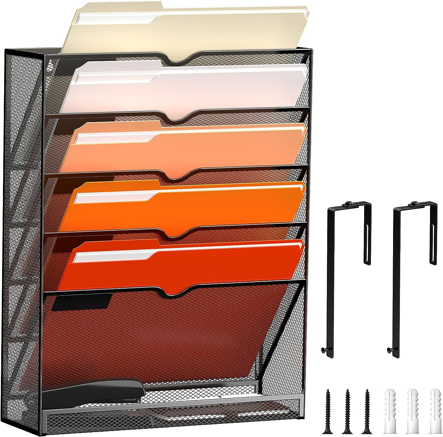 INTIGE 6-Tier Metal Wall File Organizer, Letter Mount Folder Mail ...