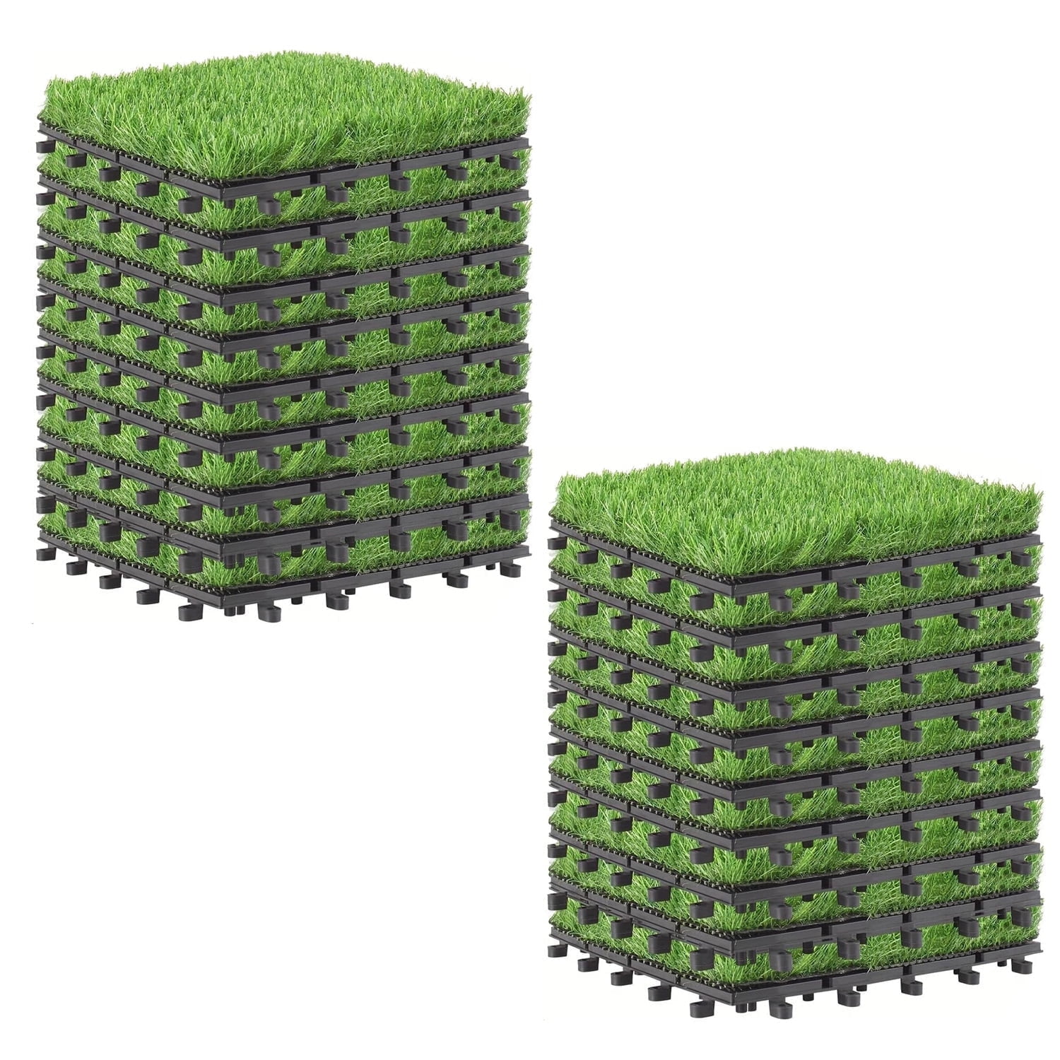 INTIGE Outdoor Turf Set - 27 Pieces Interlocking Artificial Grass, Self ...