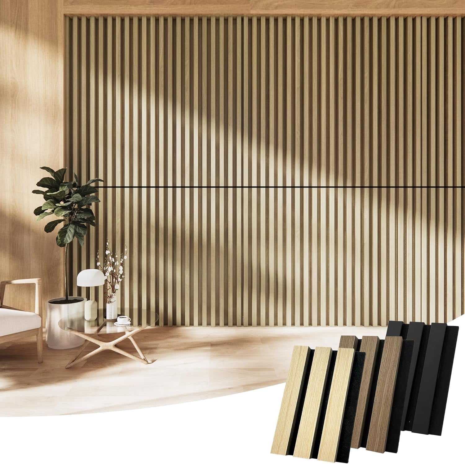 INTIGE Wood Slat Wall Panel | 3 Pcs Soundproof Wall Panels 7.9" x 5 ...
