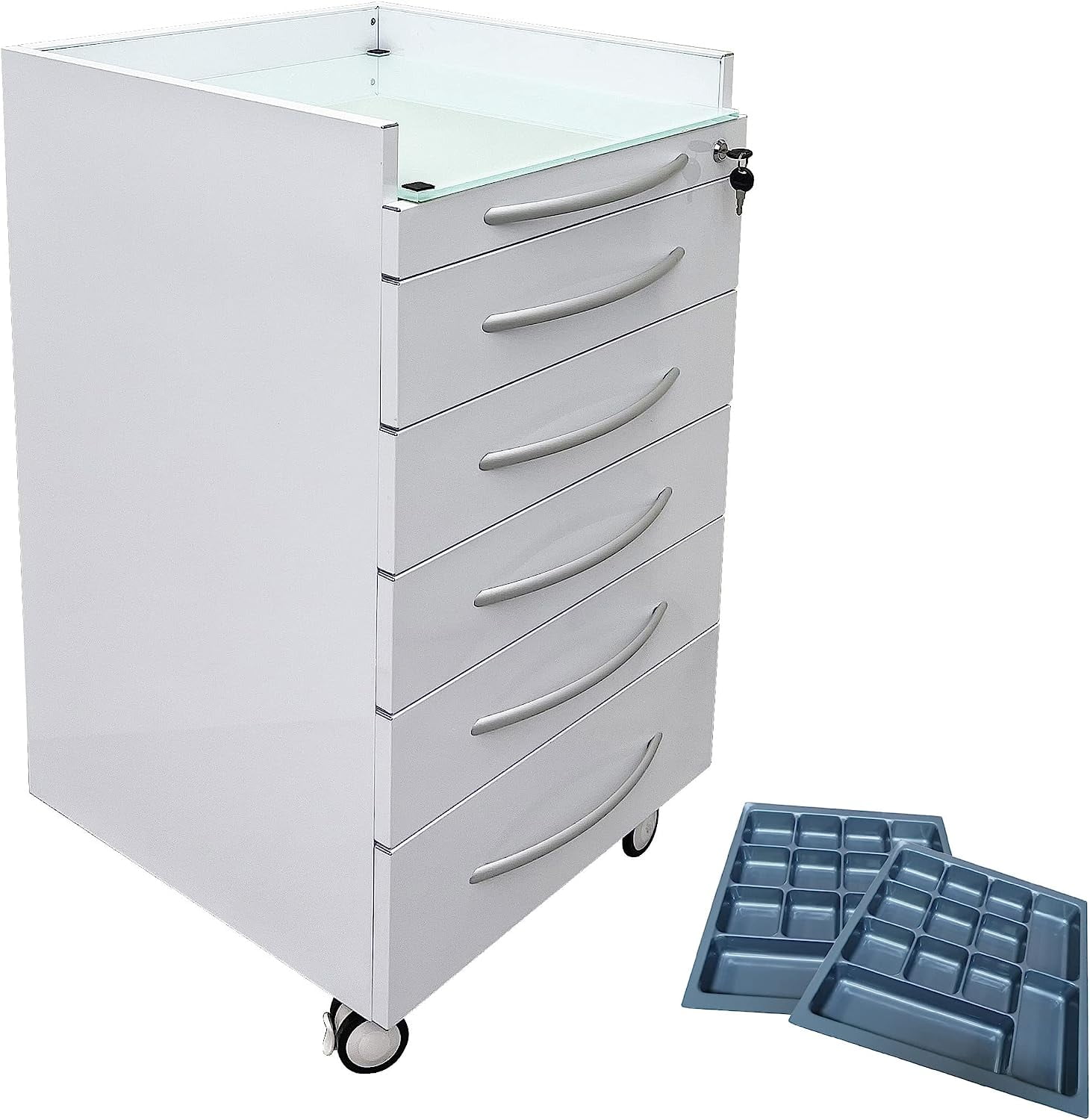 INTSUPERMAI 5 Drawers Mobile Cabinet Cart Stainless Steel Dental ...