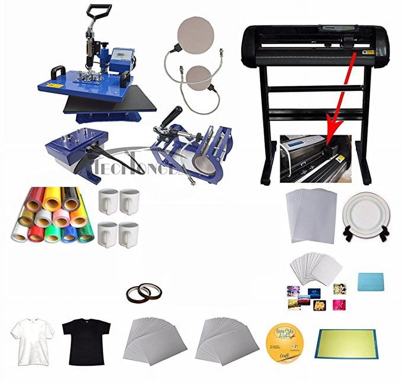 INTSUPERMAI 5in1 Combo Heat Press + Vinyl Cutter Plotter T-shirt Paper ...