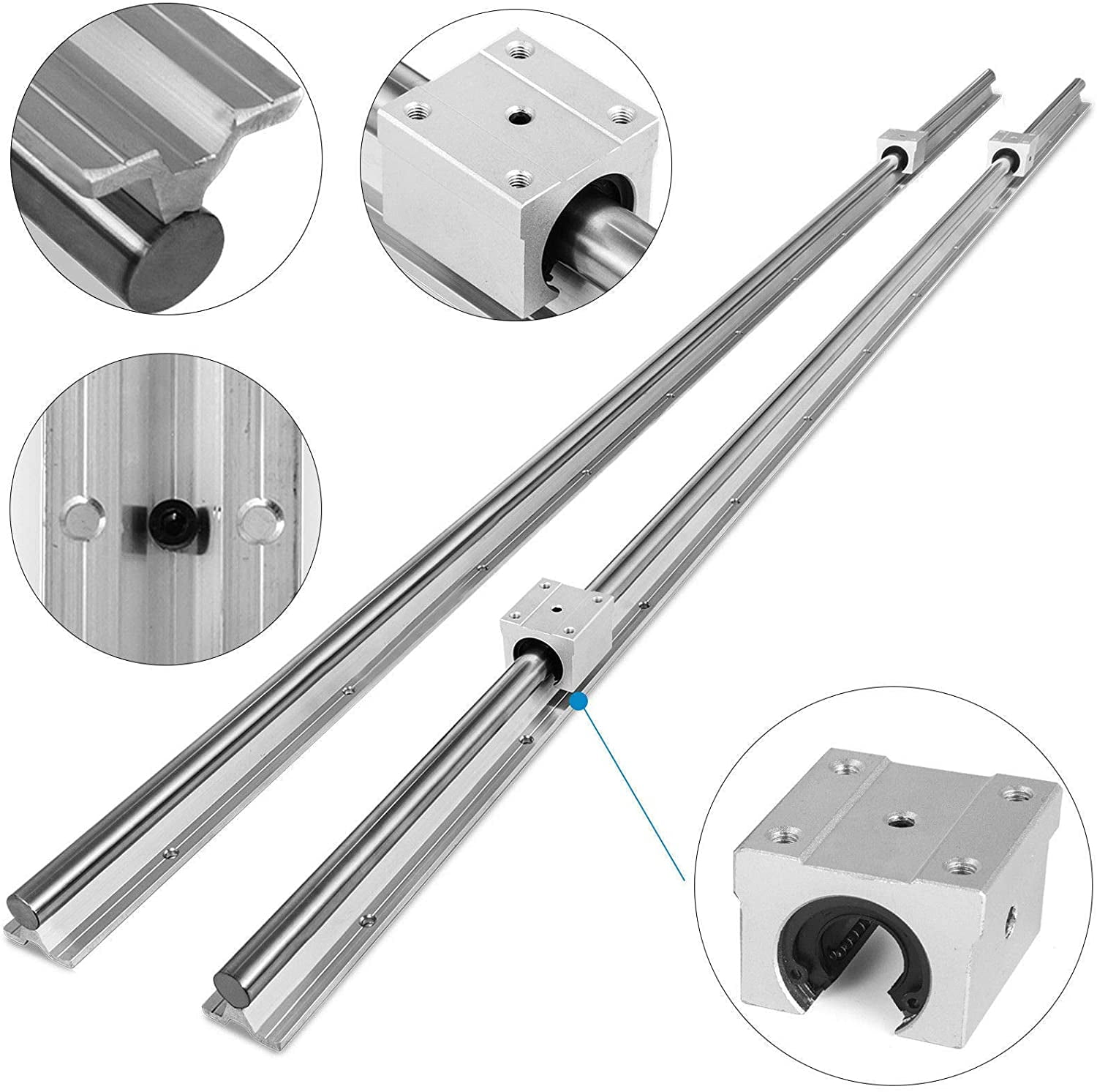 INTSUPERMAI Aluminum Cylindrical Guide Linear Slide Rail Supported ...