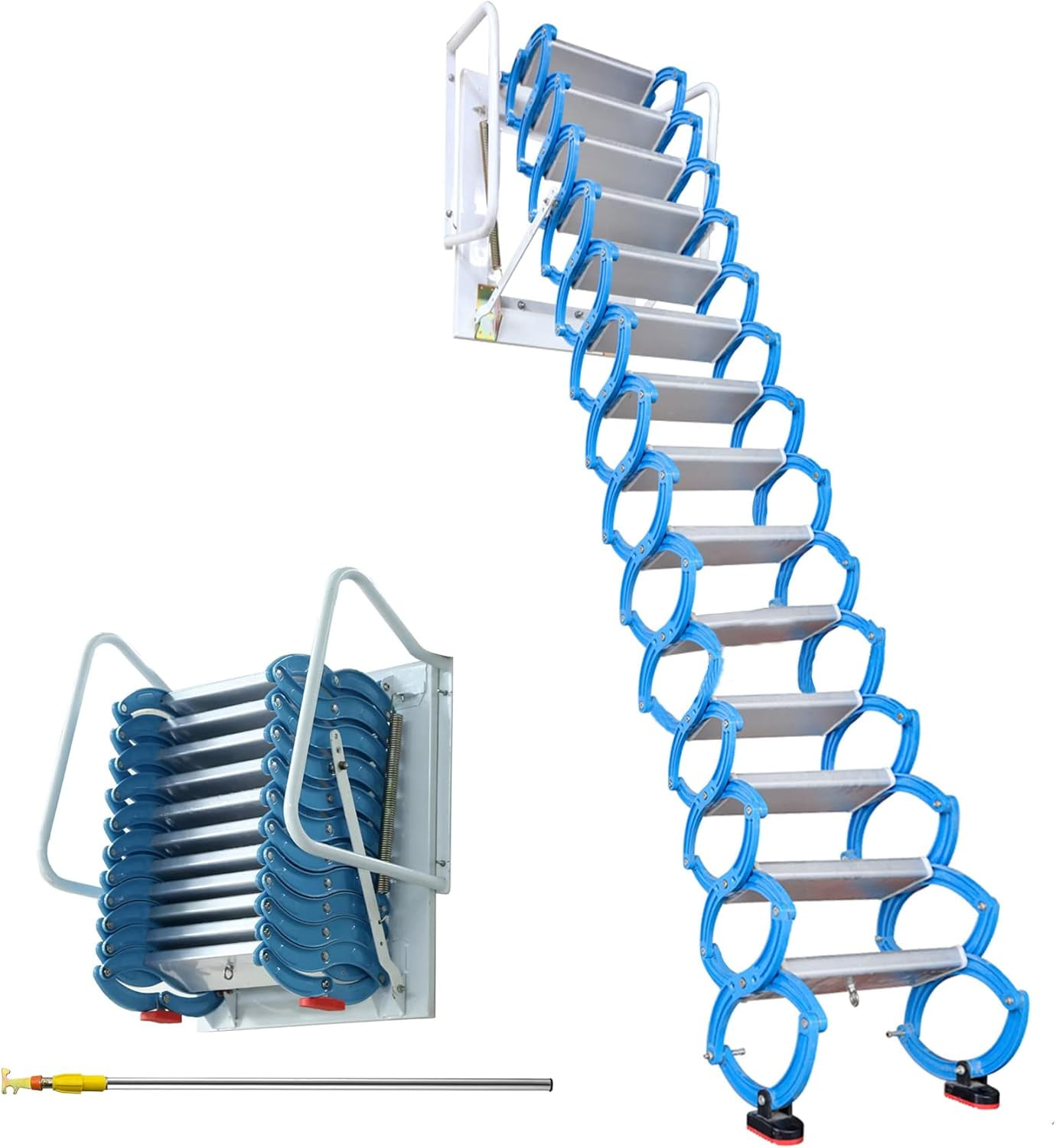 INTSUPERMAI Attic Ladder Loft Stairs Attic Stairs Pull Down 14 Steps ...