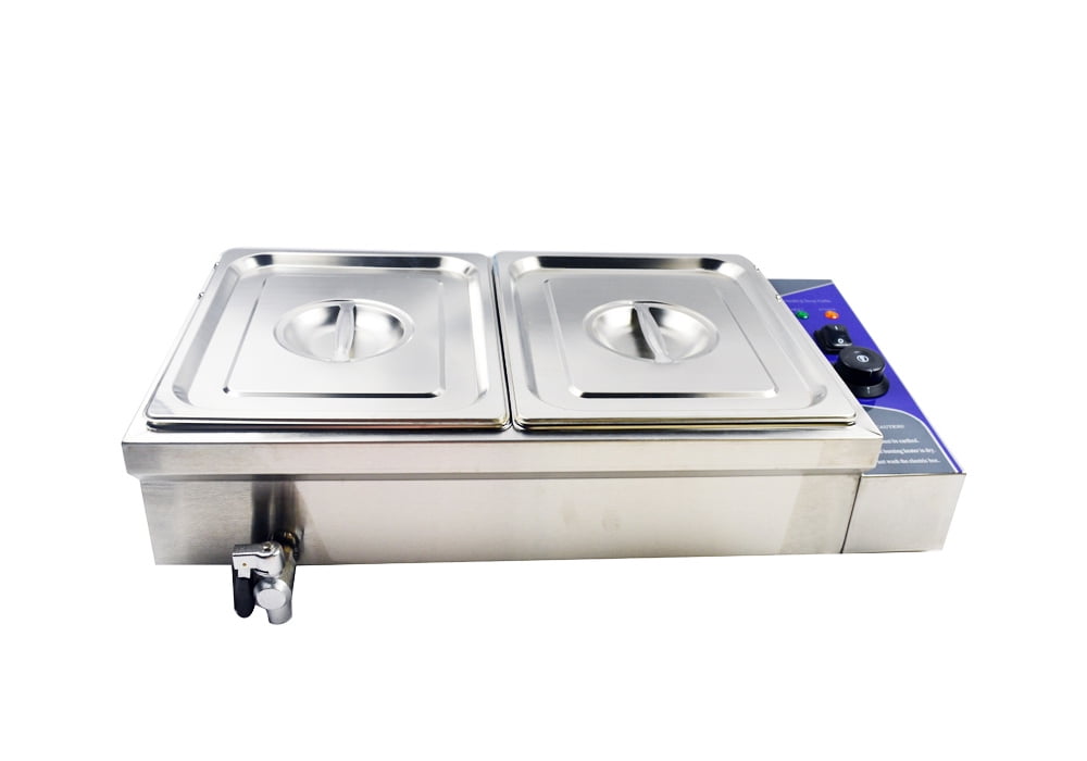 INTSUPERMAI Food Warmer Bain-Marie Buffet Canteen Steam Heater 2 Pan ...