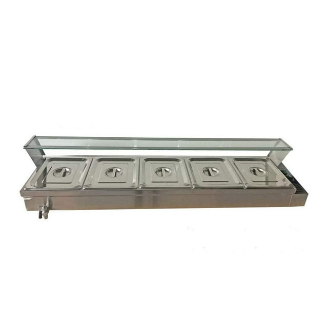 INTSUPERMAI Food Warmer Buffet Heater 5 Pans with Glass Shield ...