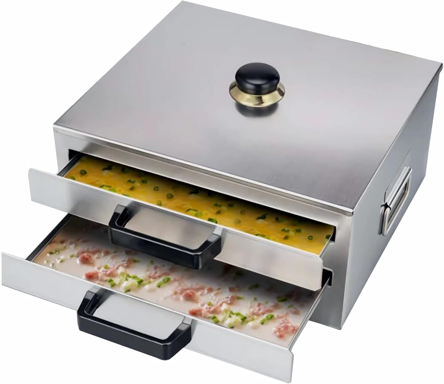 INTSUPERMAI Rice Noodle Rolls Machine 2 Layer Rice Noodle Roll Steamer Machine with Stainless ...