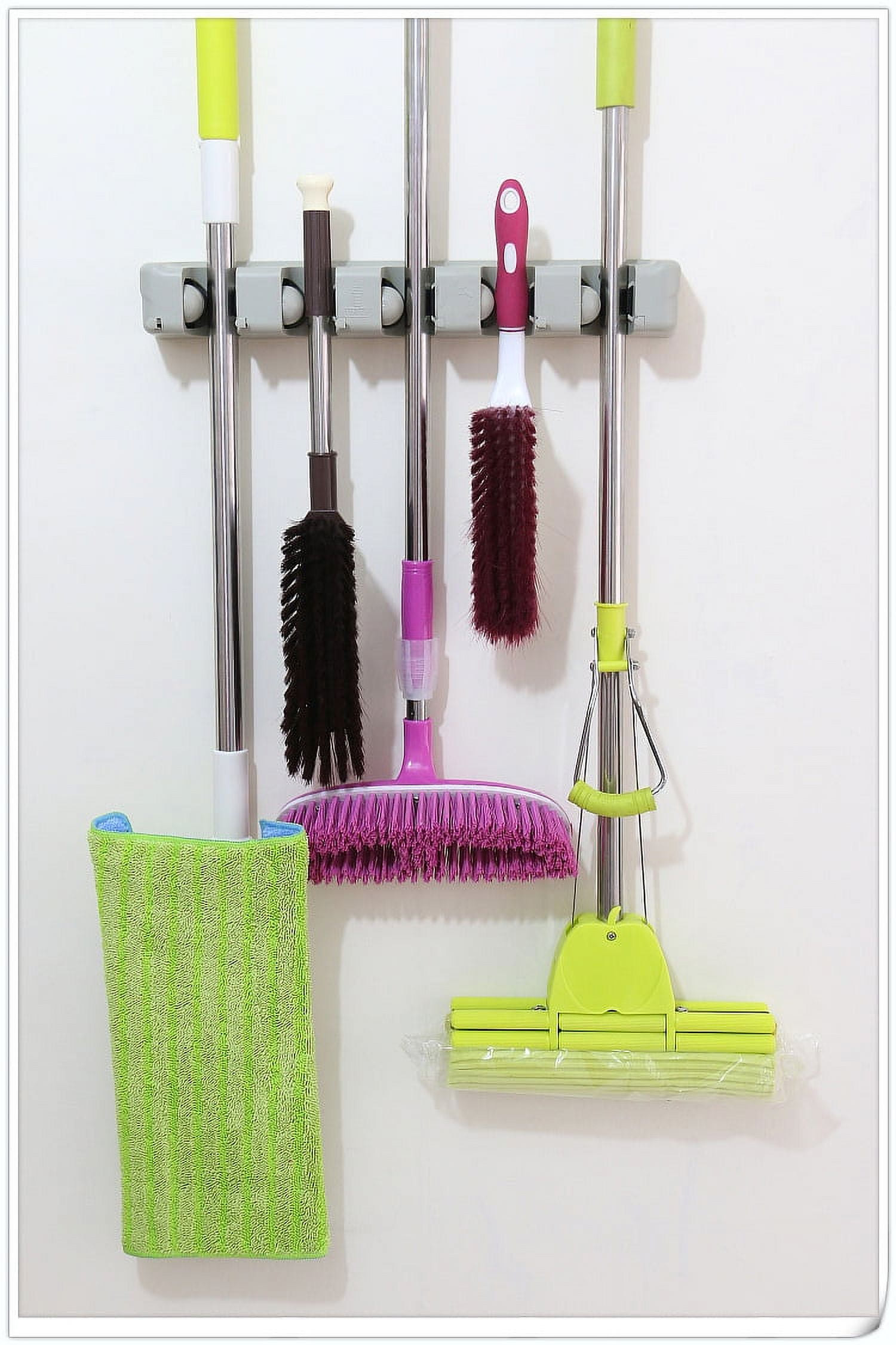 INTSUPERMAI Wall Mount Magic Mop Broom Holder 5 Position Hanger ...