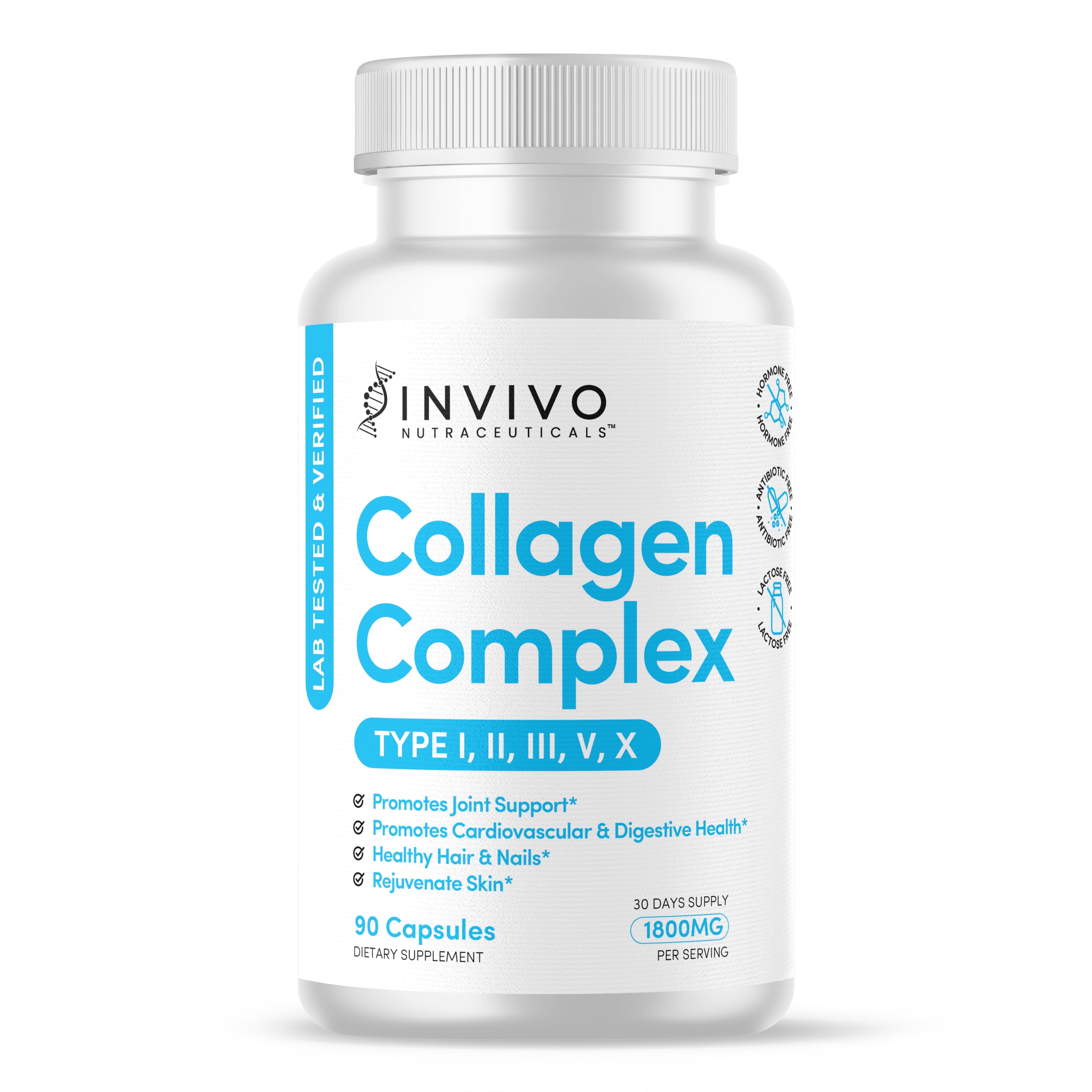INVIVO Nutraceuticals 1800 mg Multi Collagen Protein Hydrolyzed ...