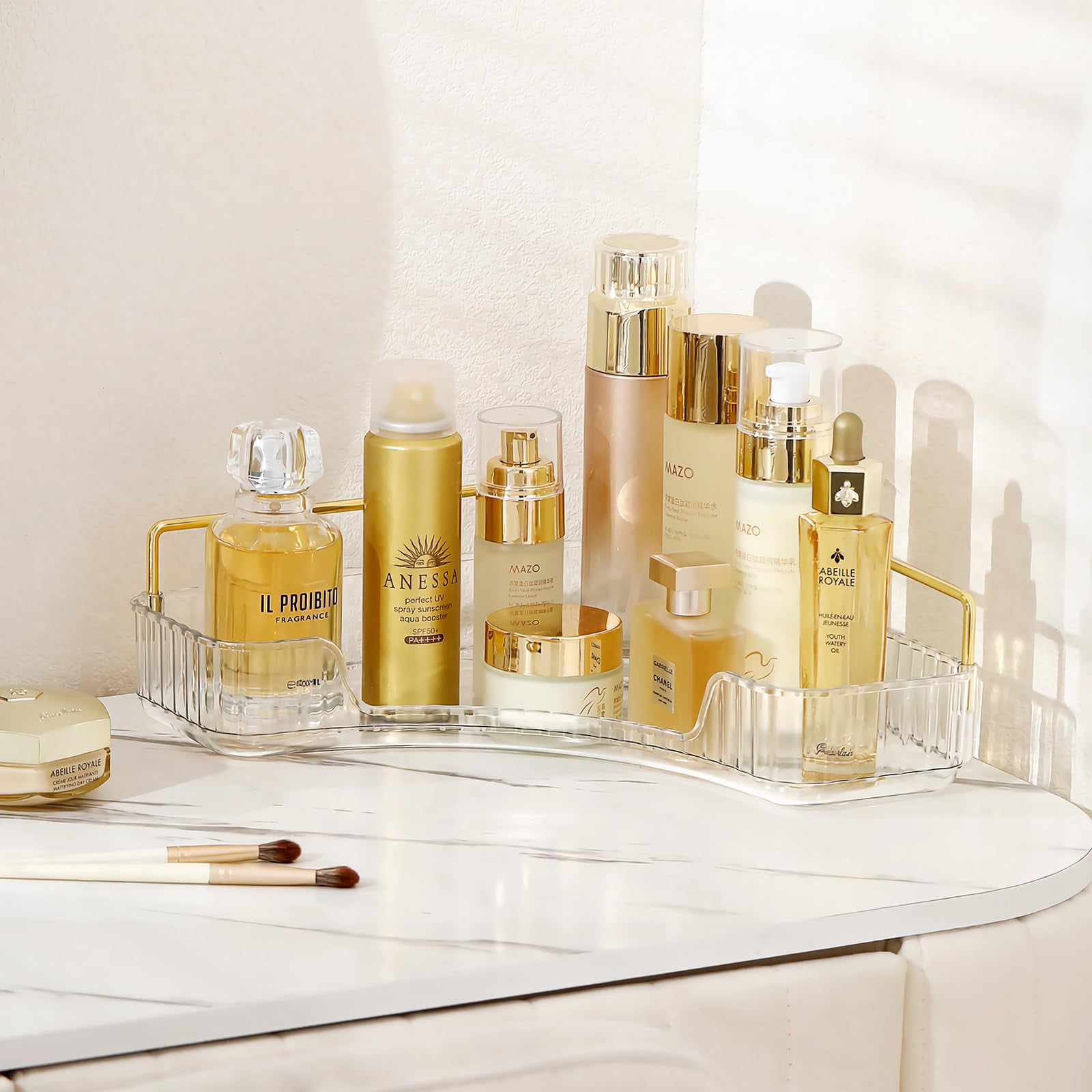 INVSSENE Corner Bathroom Countertop Organizer, Vanity Trays for Counter ...