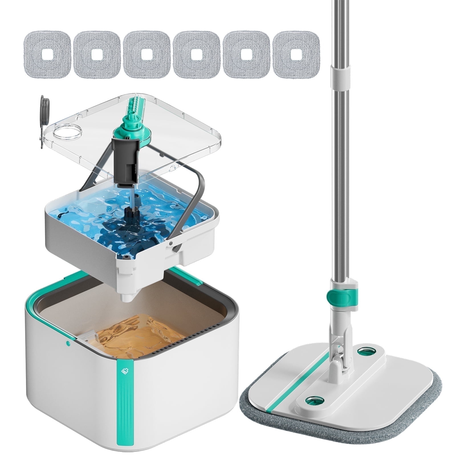 INWEJIA Upgrade Spin Mop and Bucket with Detachable Inner Bucket, with ...
