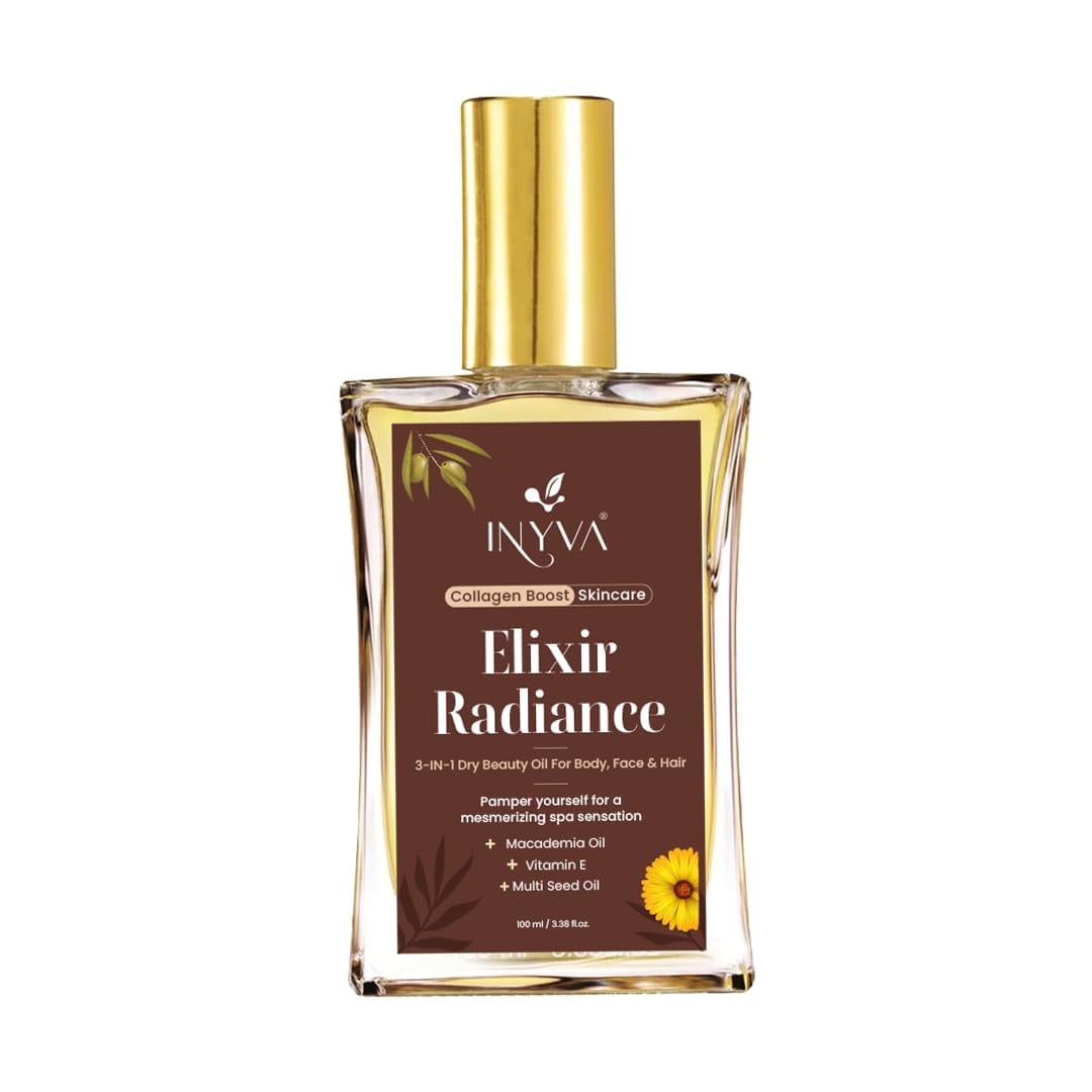 INYVA Elixir Radiance 3-in-1 DPF11 Luxurious Dry Beauty Oil for Face, Body, & Hair - Vitamin E ...
