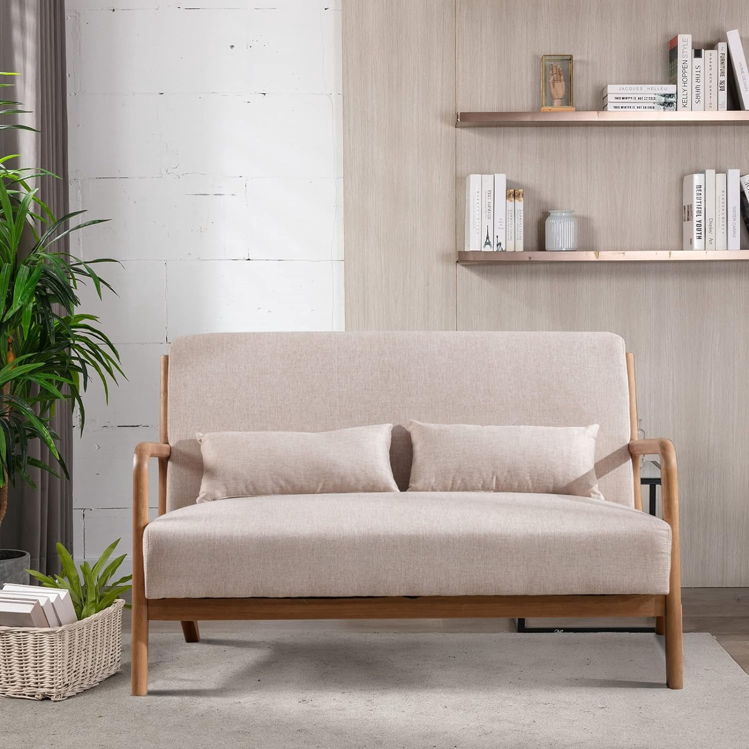 INZOY 50" Love seat Sofa 2 Seat Mid Century Modern Accent Chair ...