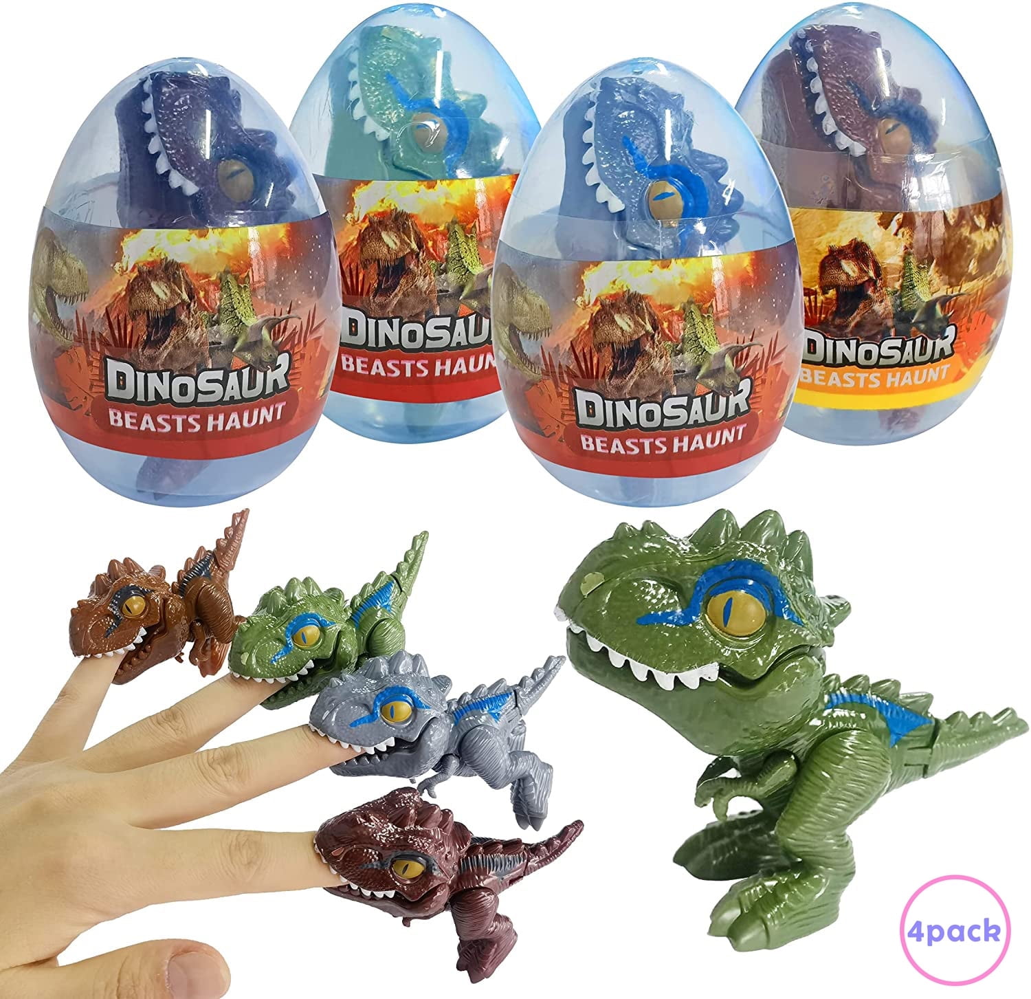 4Pcs Biting Finger Game Dinosaur Toys for Kids, Tyrannosaurus Easter ...