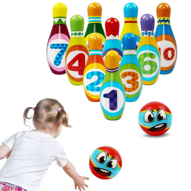 Invench Kid's Bowling Play Set for Toddlers with Colored Pins, Suitable ...