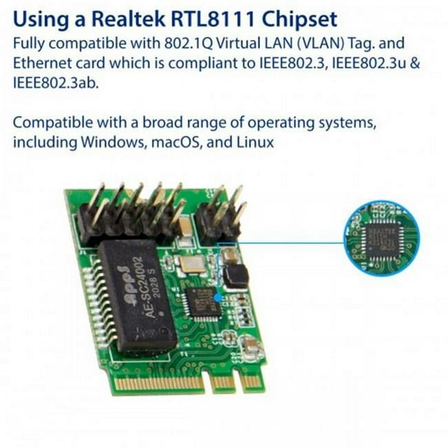 IO Crest SI-PEX24071 Single Port Gigabit Ethernet M.2 A Plus E Key NIC ...
