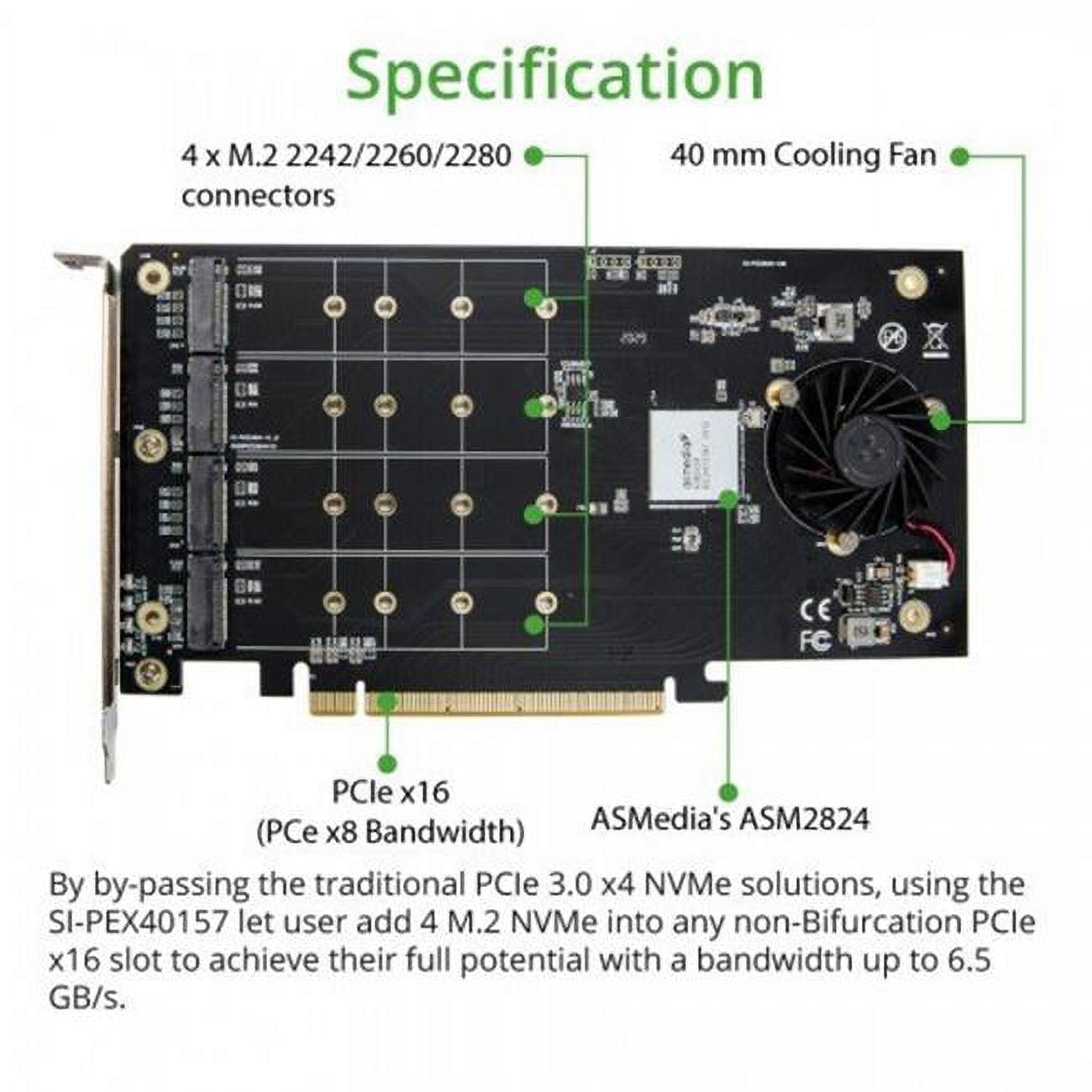 IOCrest QUAD M.2 NVMe Ports to PCIe 3.0 x16 Interface ( x8 Bandwidth ...