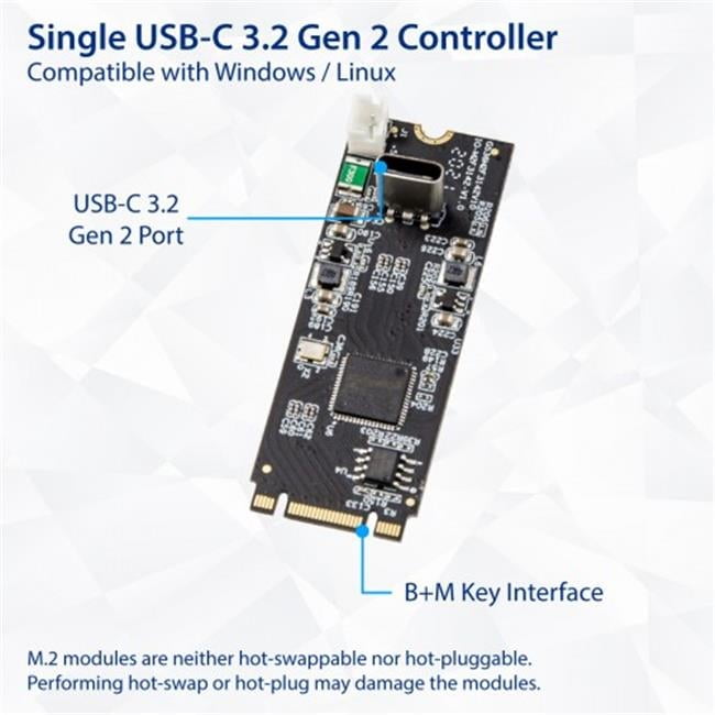 IO Crest SY-ADA20232 USB 3.2 Gen 2 10 Gbps 1-Port Type-C M.2 22x60 B ...