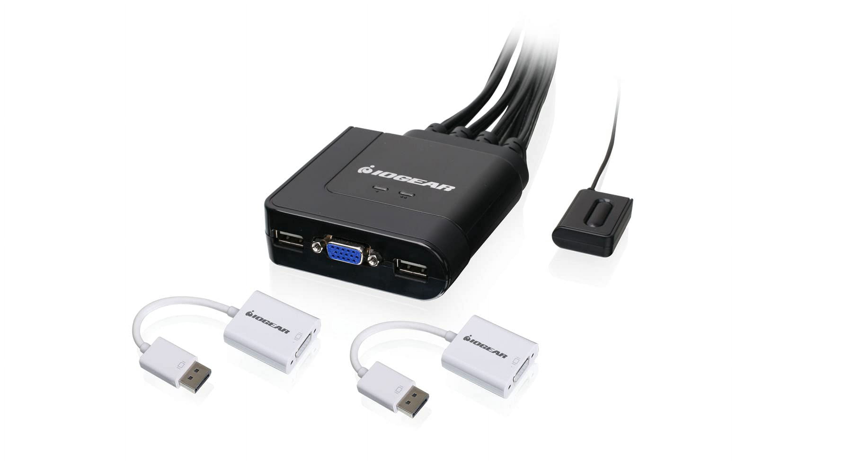 IOGEAR 2-Port VGA and DisplayPort Cable KVM Kit with Audio, GCS72DPKIT ...