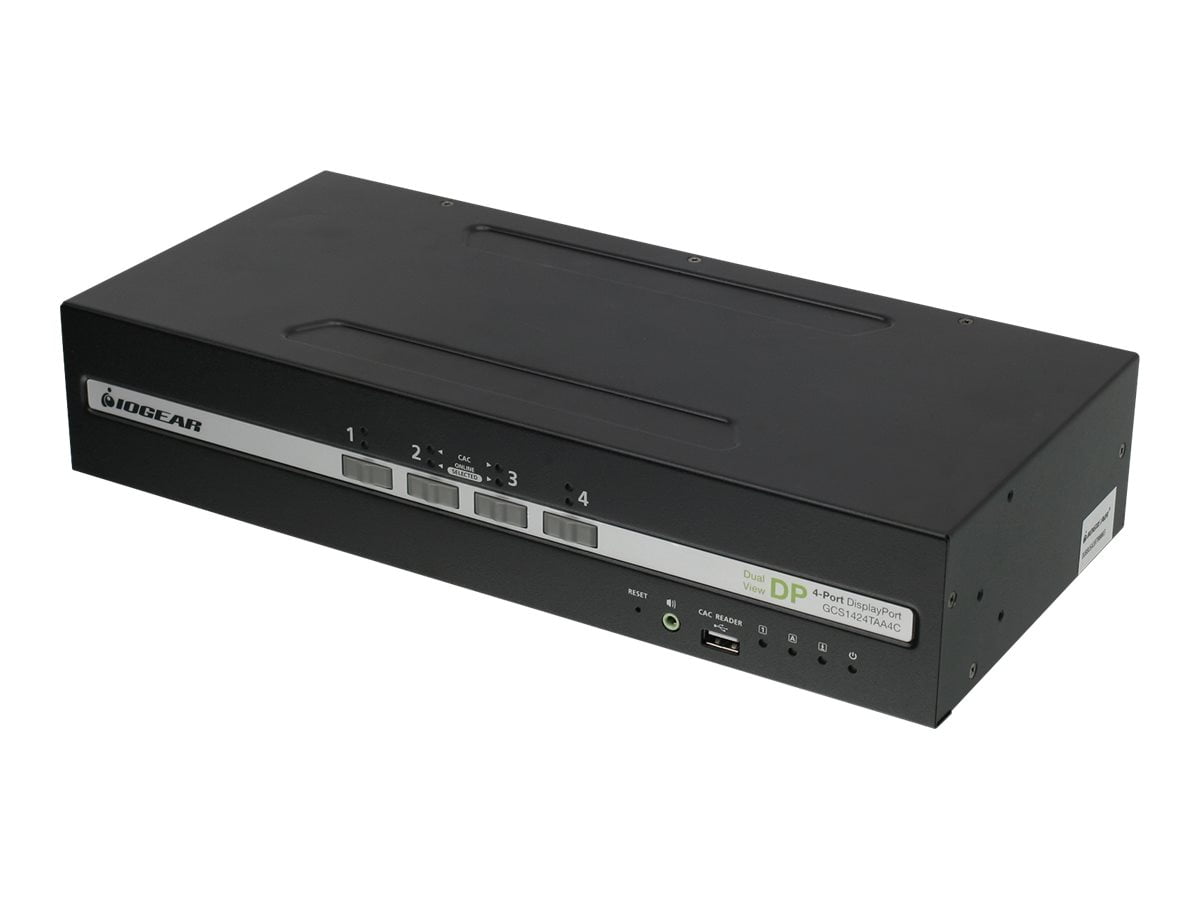 IOGEAR 4-Port Dual View DisplayPort Secure KVM Switch w/Audio and CAC ...