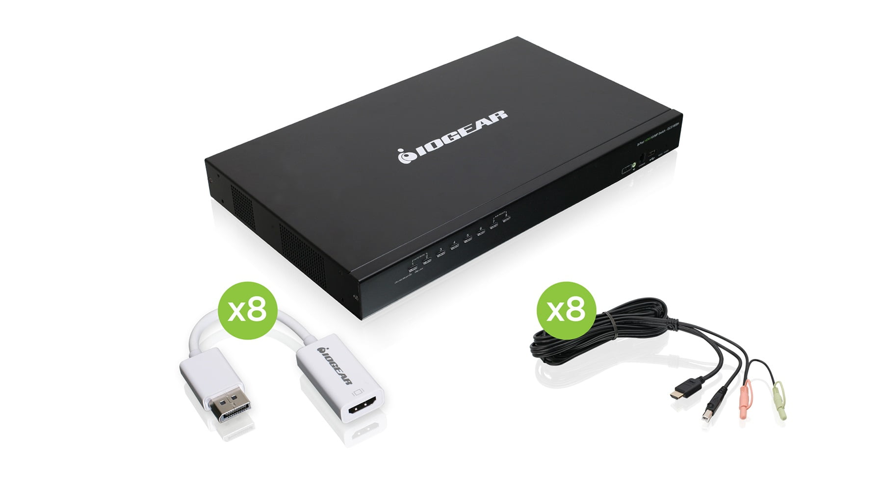 IOGEAR 8-Port USB PS/2 Combo HD DisplayPort KVM Kit - Metal - Walmart.com