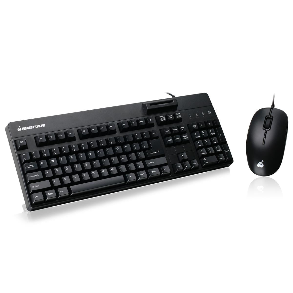 IOGEAR 104-Key Keyboard with Built-In Common Access Card Reader & 3 ...