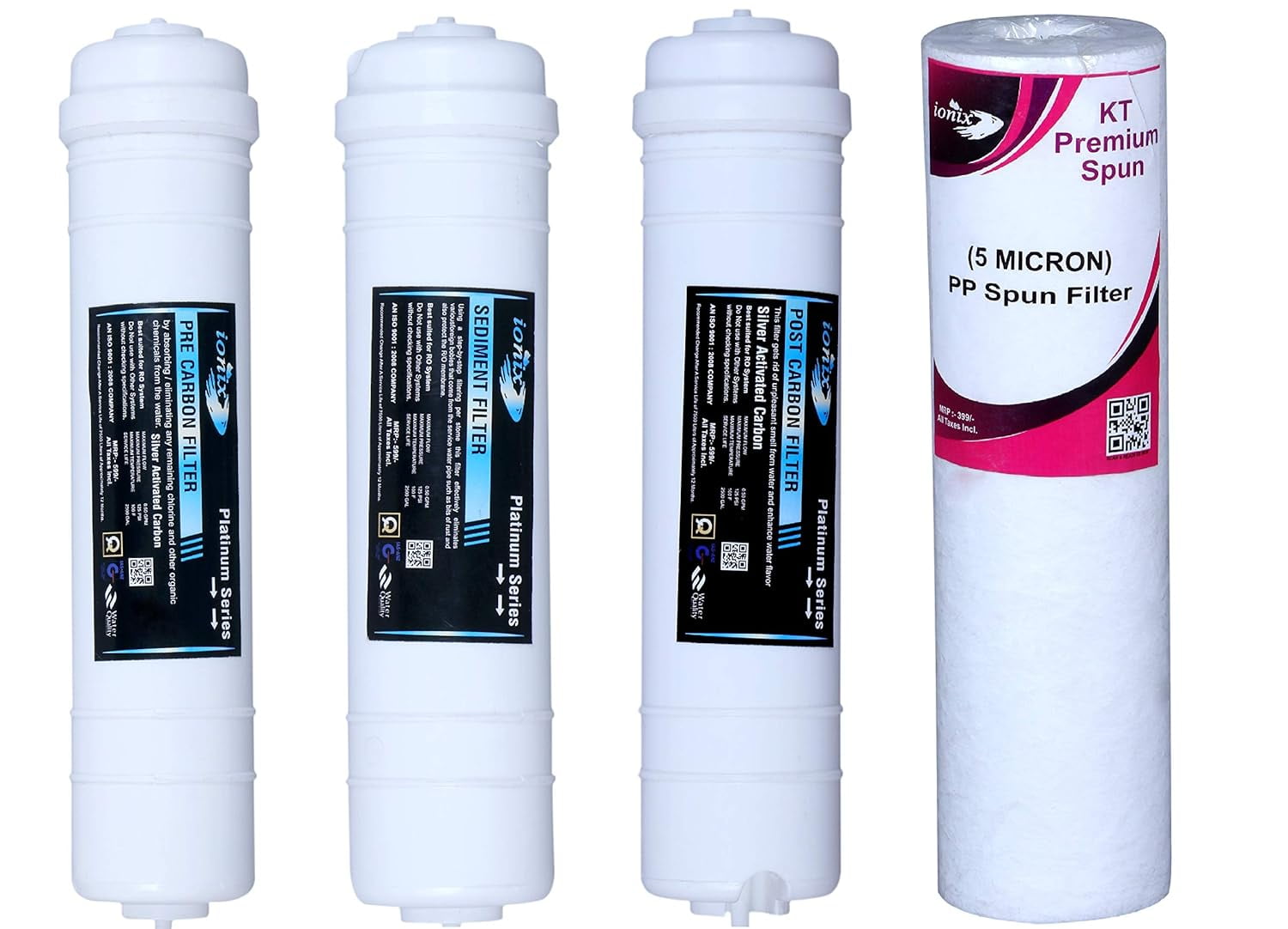 IONIX Inline Filter Set Activated Carbon Filter for RO Water Purifier ...