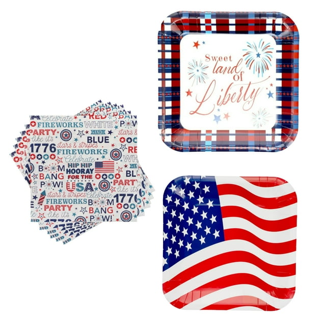 IOS 4th of July Essentials 2 Paper Plates with American Flag and Sweet ...