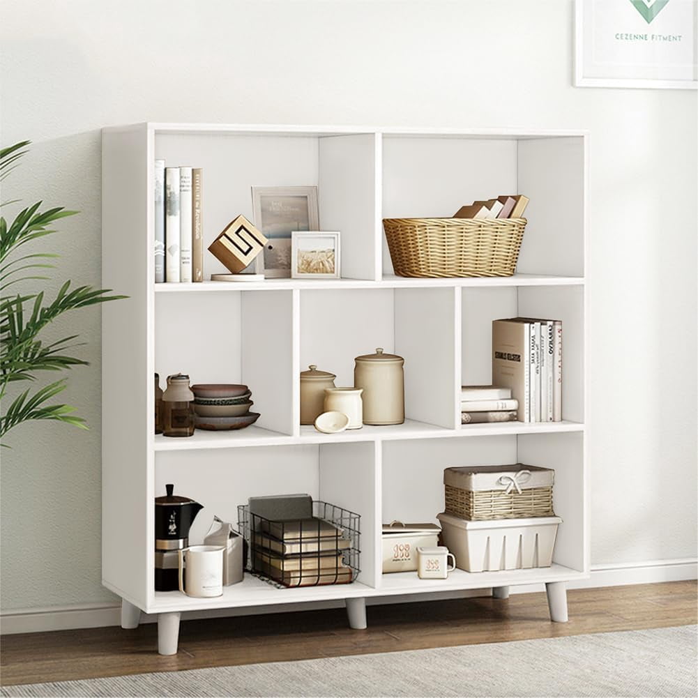 IOTXY Open Cube Low Bookcase - 3-Tier Freestanding Storage Display ...