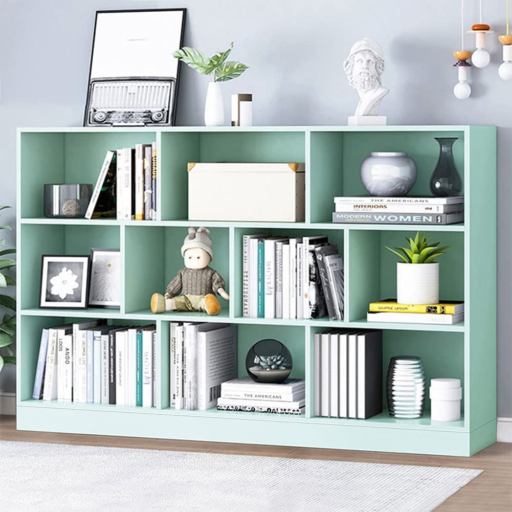 IOTXY Open Shelf Low Bookcase - Wooden 3-Tier Floor Standing Display ...