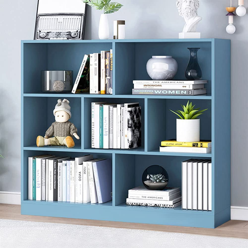 IOTXY Open Shelf Low Bookcase - Wooden 3-Tier Floor Standing Display ...
