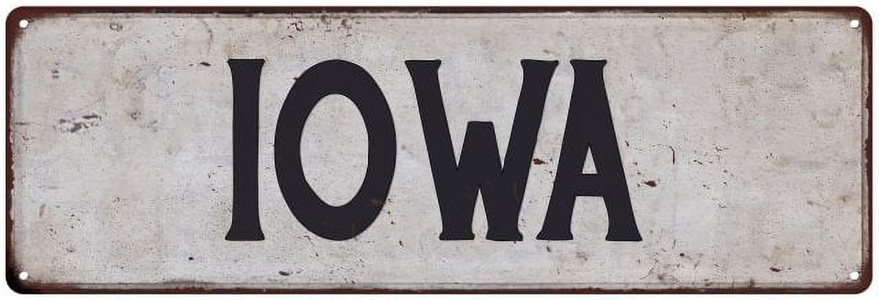 IOWA Vintage Look Rustic Metal City State Sign 6 x 18 High Gloss Metal ...