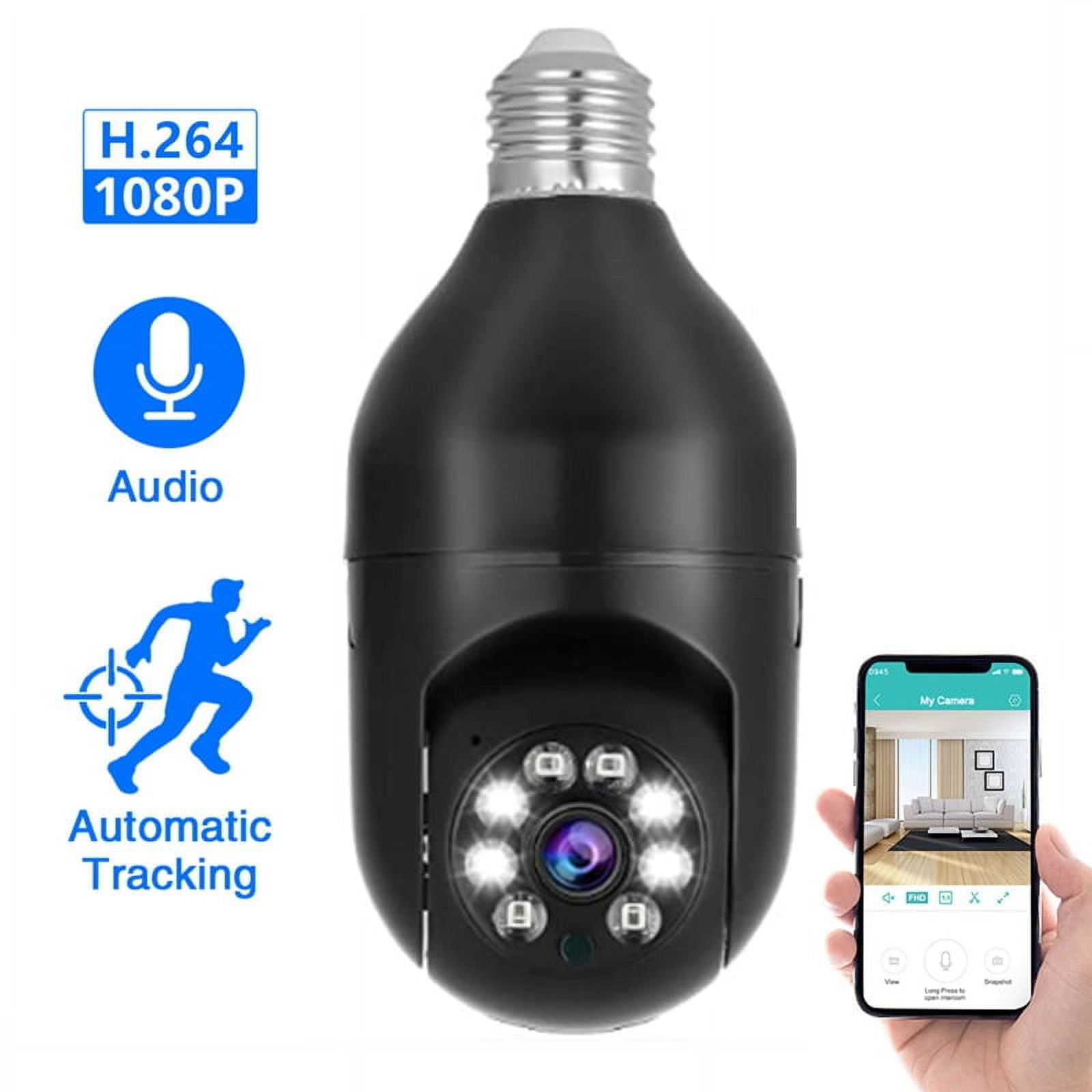 IP Camera E27 Bulb 1080P Wireless Full Color Night Vision Auto Human ...
