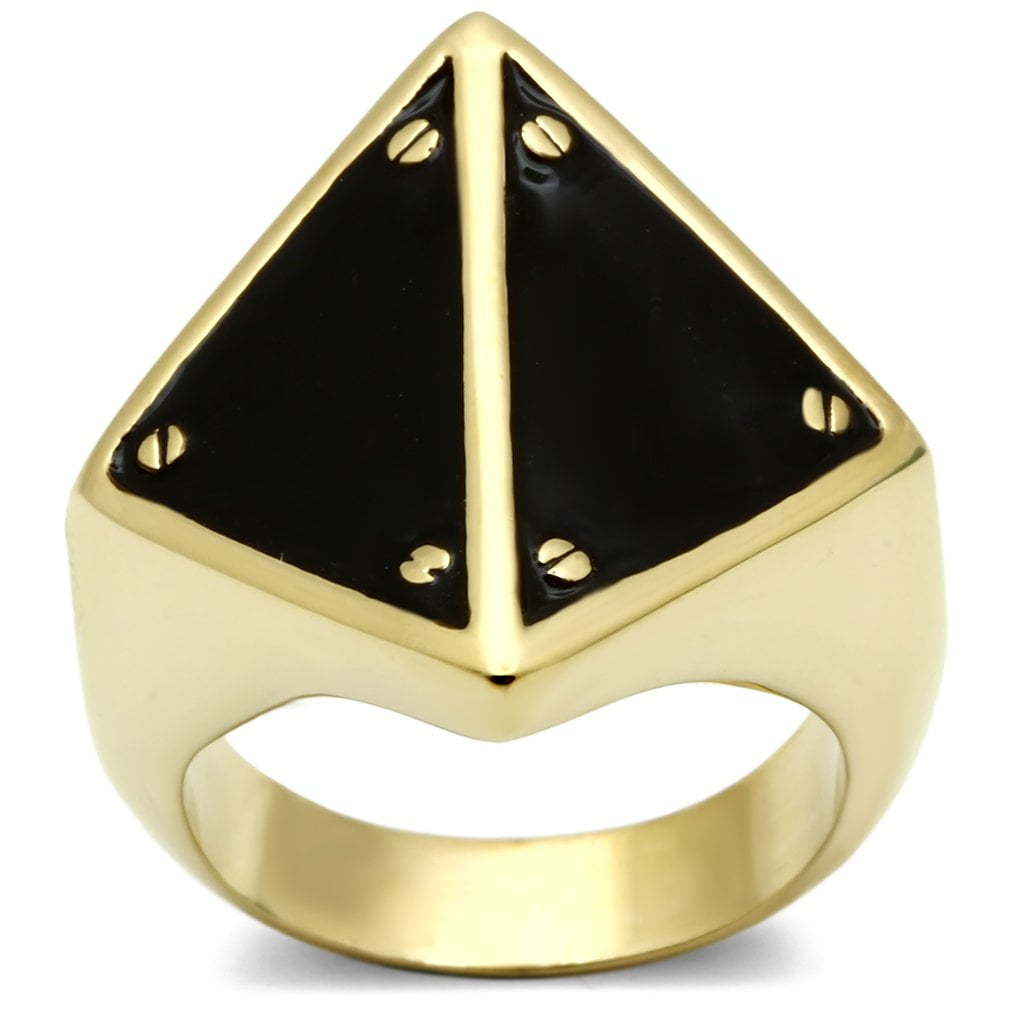 IP Gold(Ion Plating) Brass Ring with Epoxy in Jet for Women Jet Stone ...