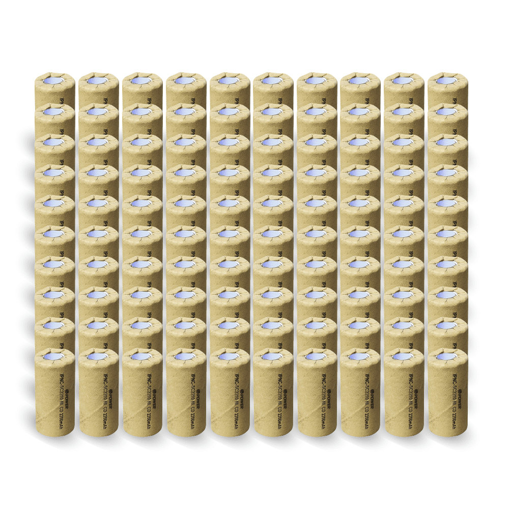 IP POWER NiCd Nickel Cadmium SubC 1.2V 2200mAh Insulated Paper Wrapped Rechargeable Battery Flat ...