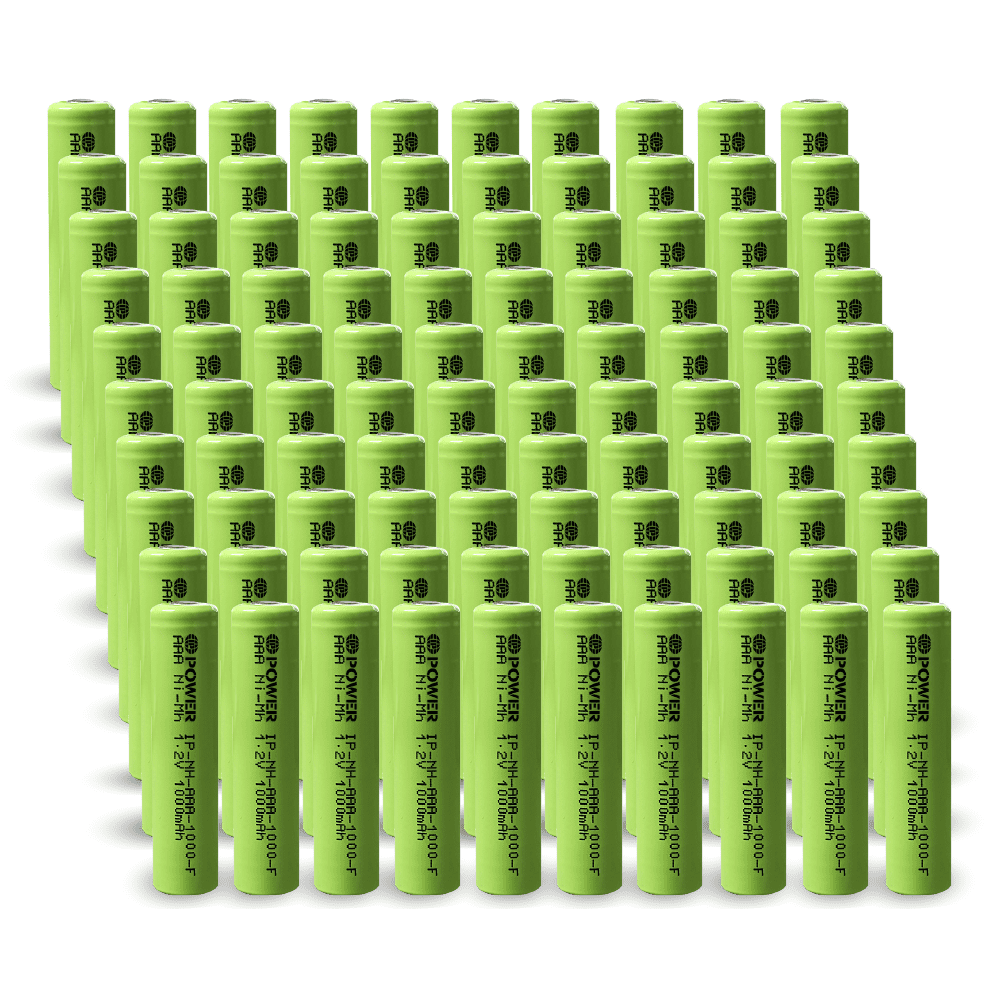 IP POWER NiMh Nickel Metal Hydride AAA 1.2V 1000mAh Rechargeable Flat ...