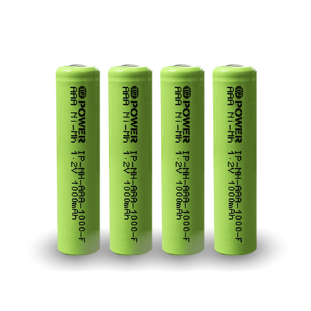 IP POWER NiMh Nickel Metal Hydride AAA 1.2V 1000mAh Rechargeable Flat ...